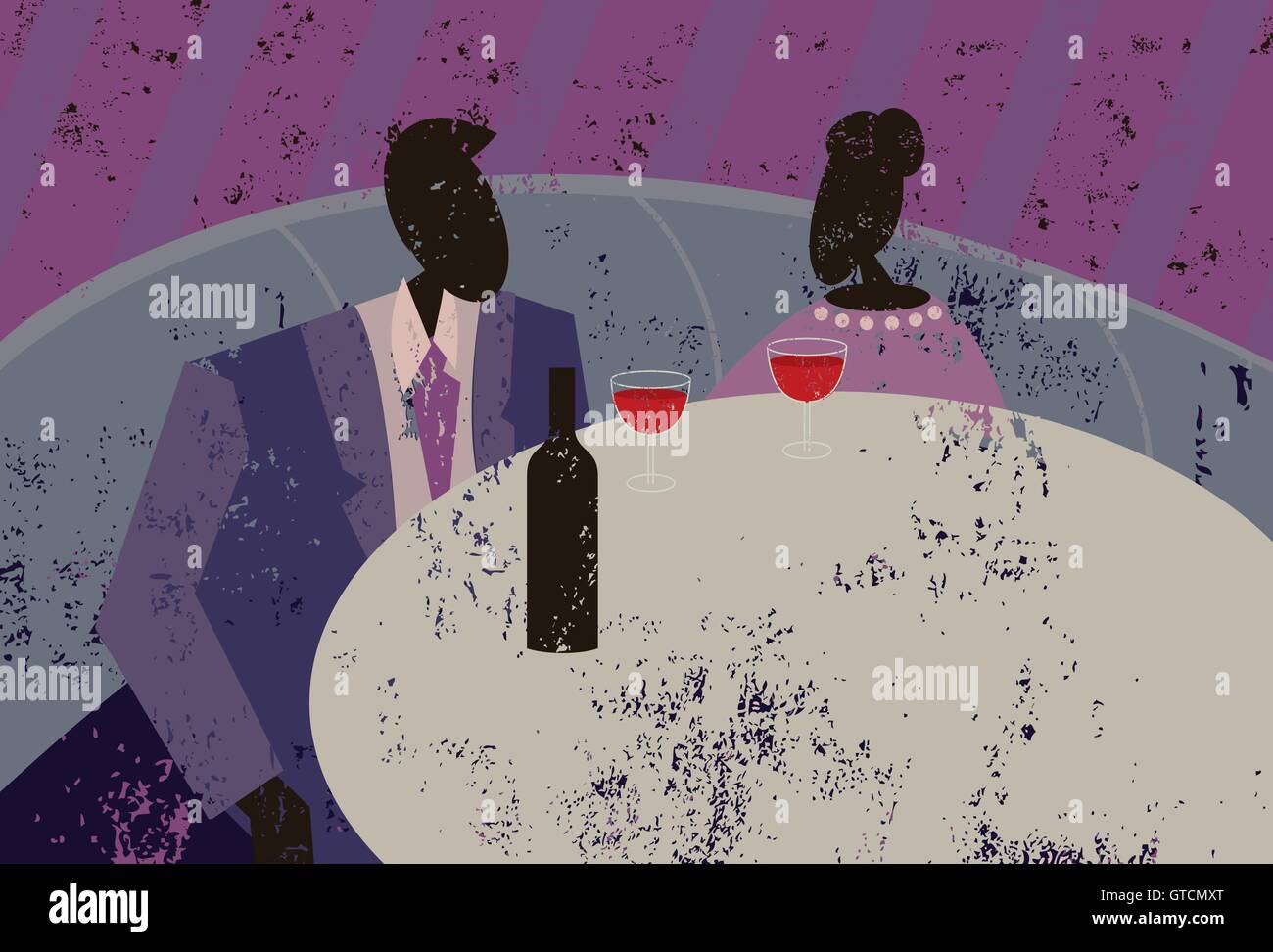 Woman sitting table wine Stock Vector Images - Alamy