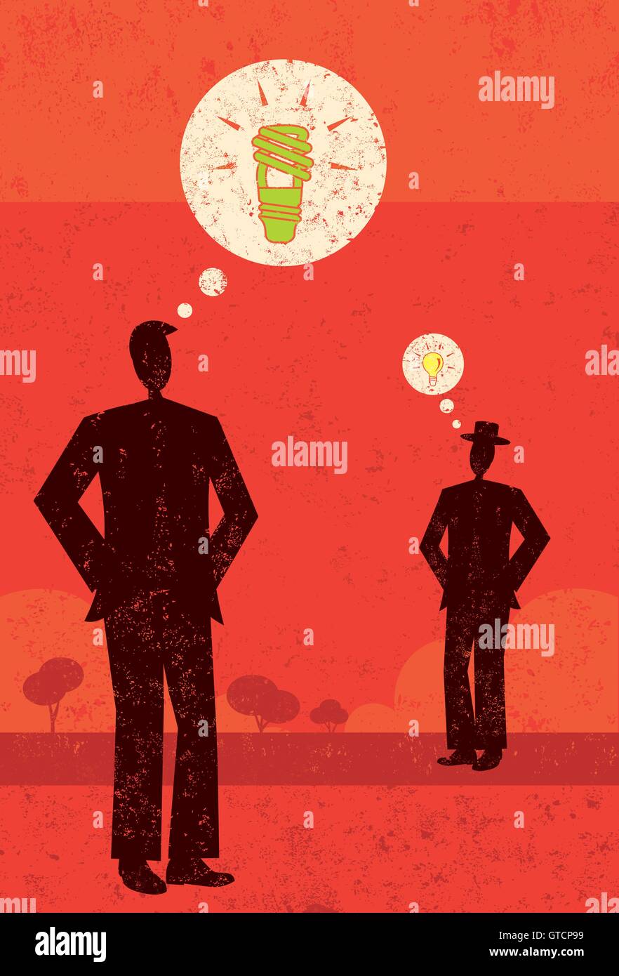 Man with a green idea. A man in silhouette thinking of an ...