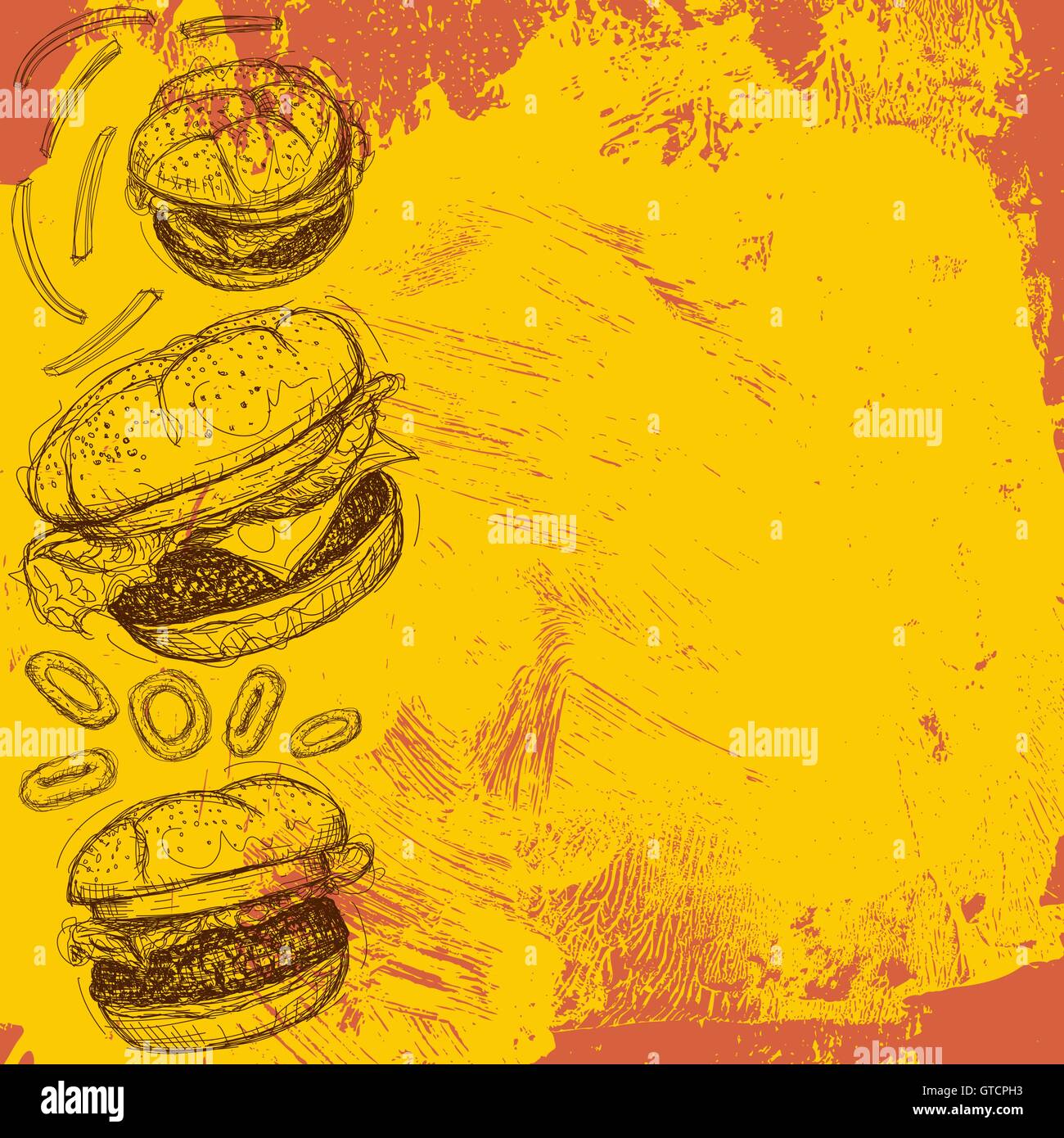 Hamburger background One cheeseburger and two hamburgers with onion ...