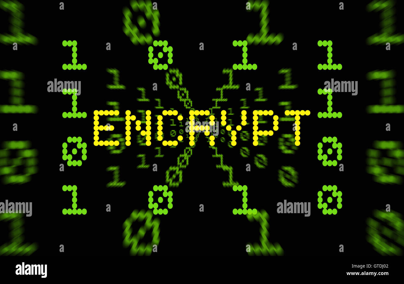 Word Encrypt surrounded by digits on dark background Stock Photo - Alamy