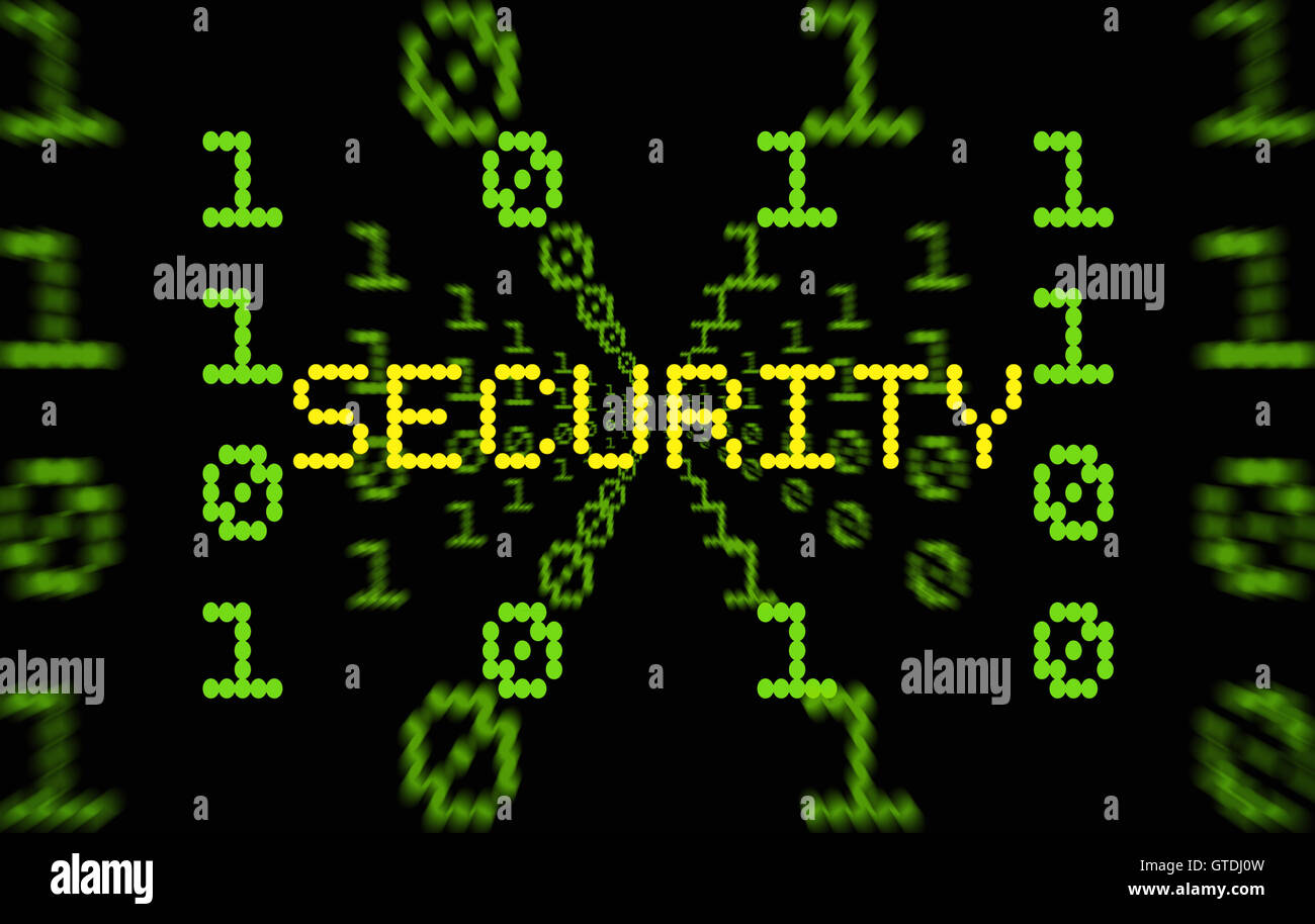 Word Security surrounded by digits on dark background Stock Photo - Alamy