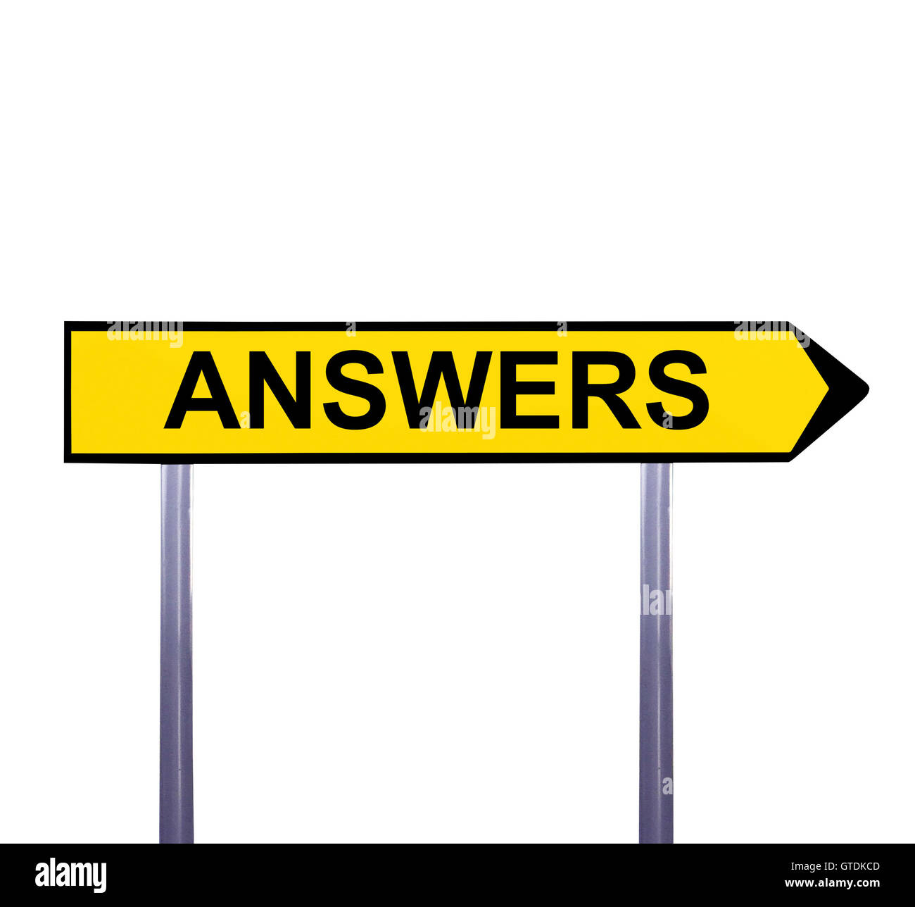 Conceptual arrow sign isolated on white - ANSWERS Stock Photo - Alamy