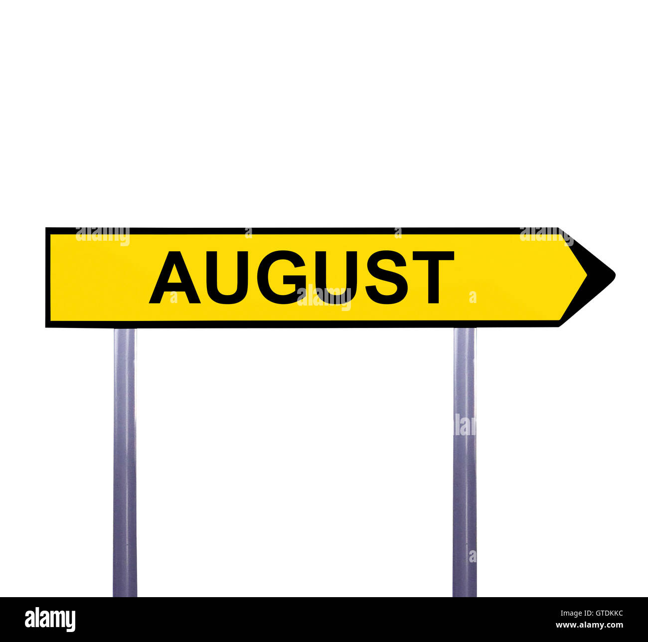 Conceptual arrow sign isolated on white - AUGUST Stock Photo - Alamy