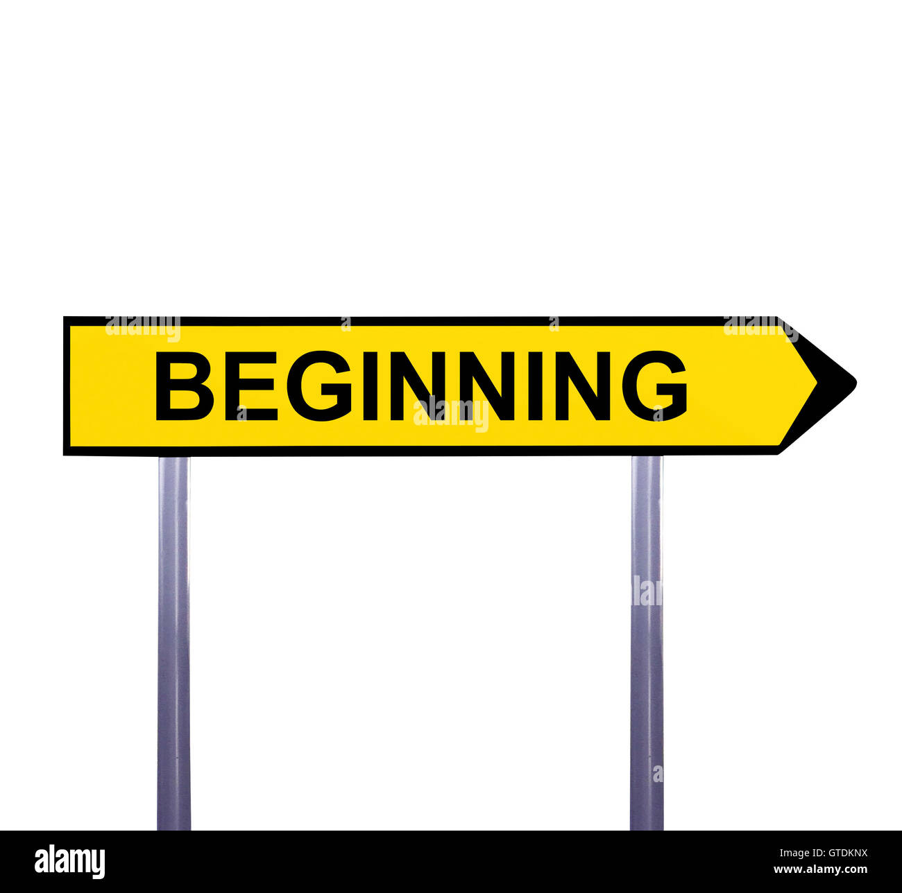 Conceptual arrow sign isolated on white - BEGINNING Stock Photo - Alamy