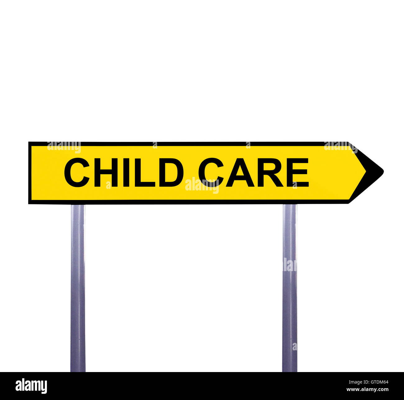 Conceptual arrow sign isolated on white - CHILD CARE Stock Photo - Alamy