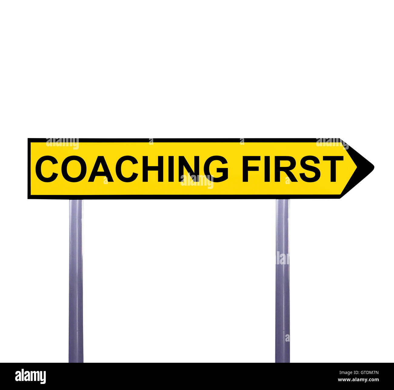 Conceptual arrow sign isolated on white - COACHING FIRST Stock Photo ...