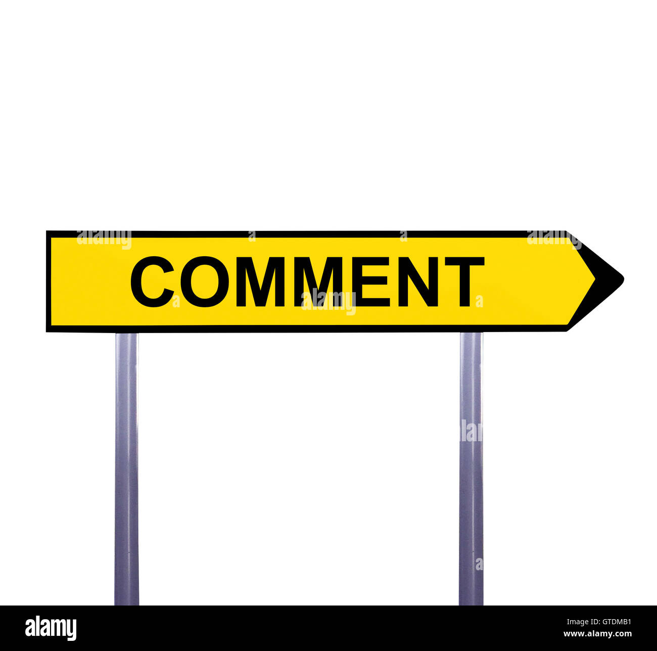 Conceptual arrow sign isolated on white - COMMENT Stock Photo - Alamy
