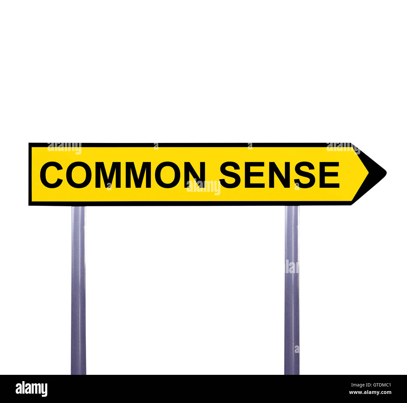 Conceptual arrow sign isolated on white - COMMON SENSE Stock Photo - Alamy