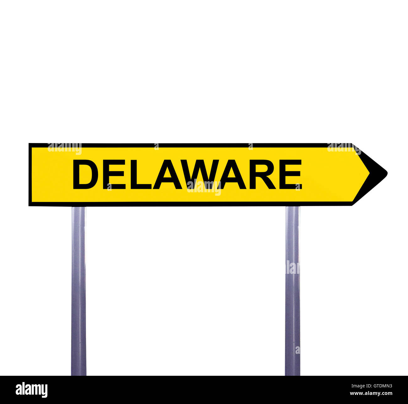 Conceptual arrow sign isolated on white - DELAWARE Stock Photo - Alamy