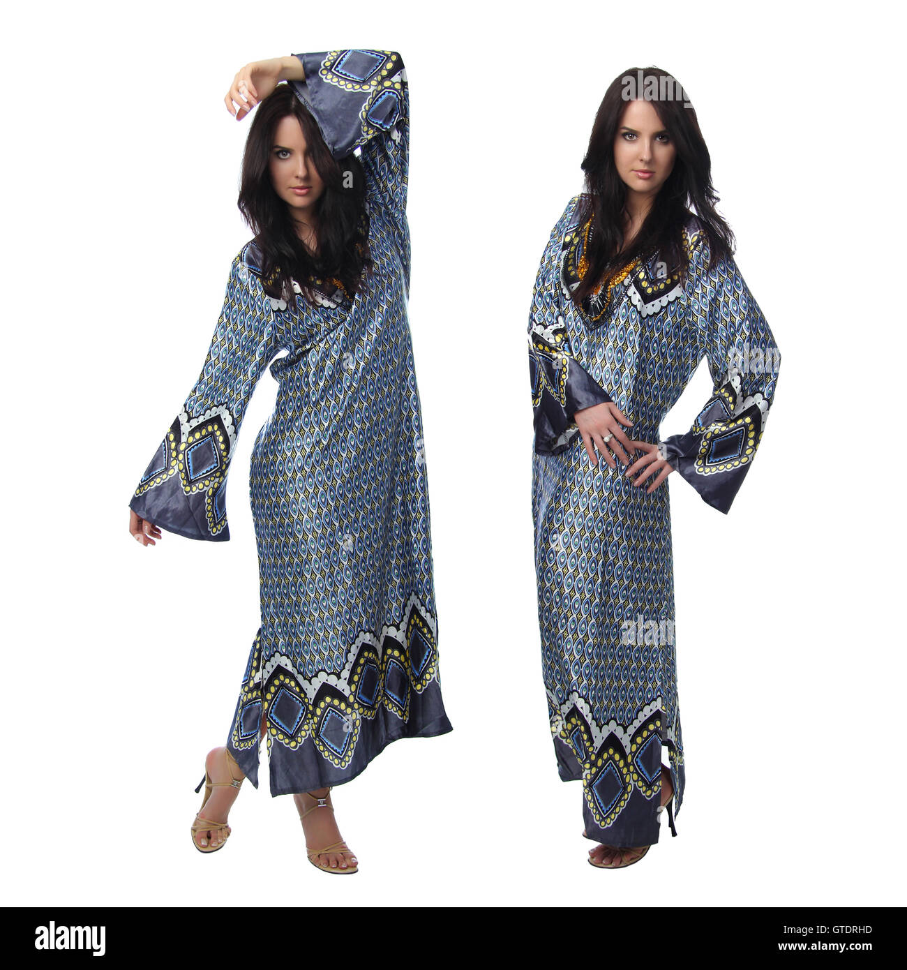 Two Blue in Blue Sari Stock Photo - Alamy