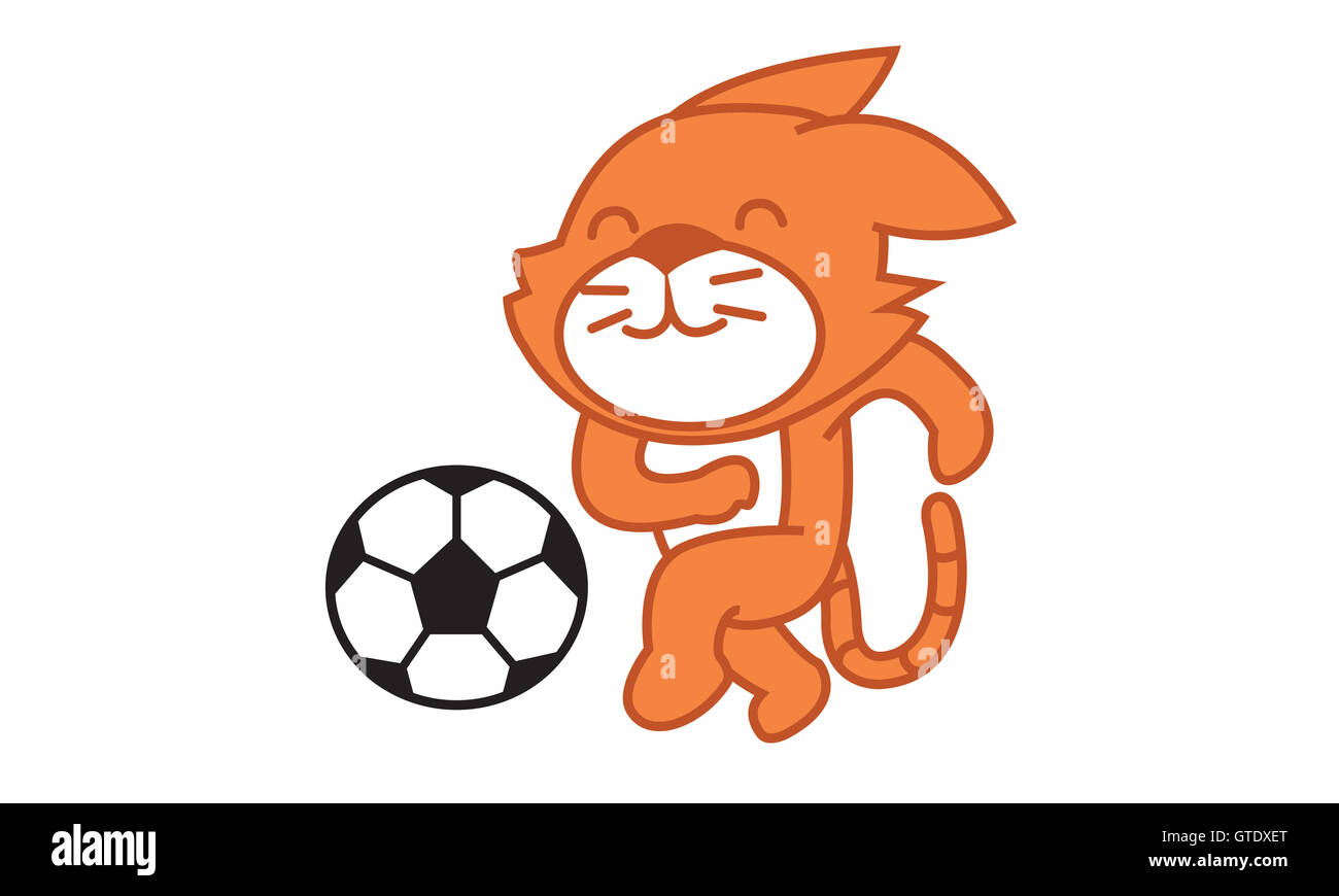 Cat playing football of vector art Stock Photo - Alamy