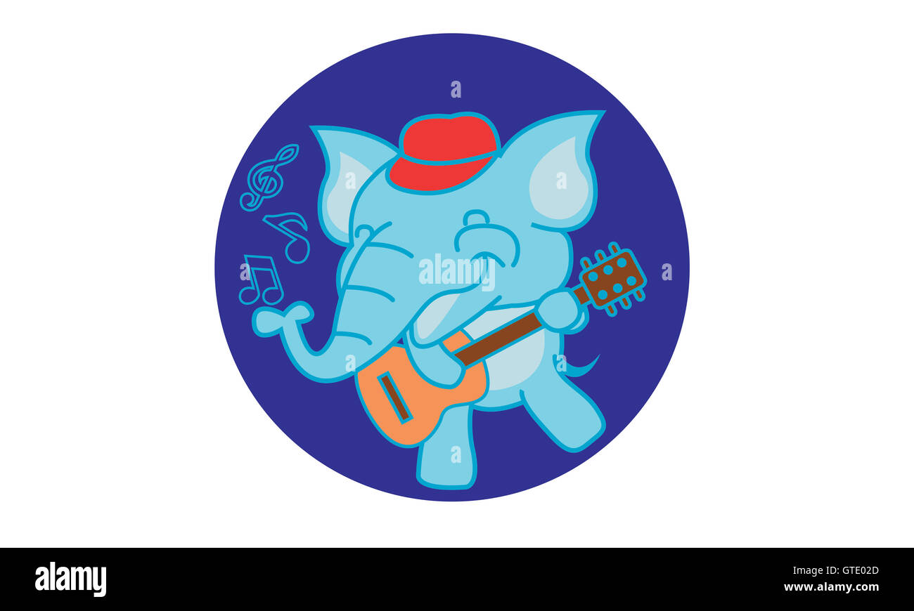 Elephant playing guitar vector art Stock Photo - Alamy