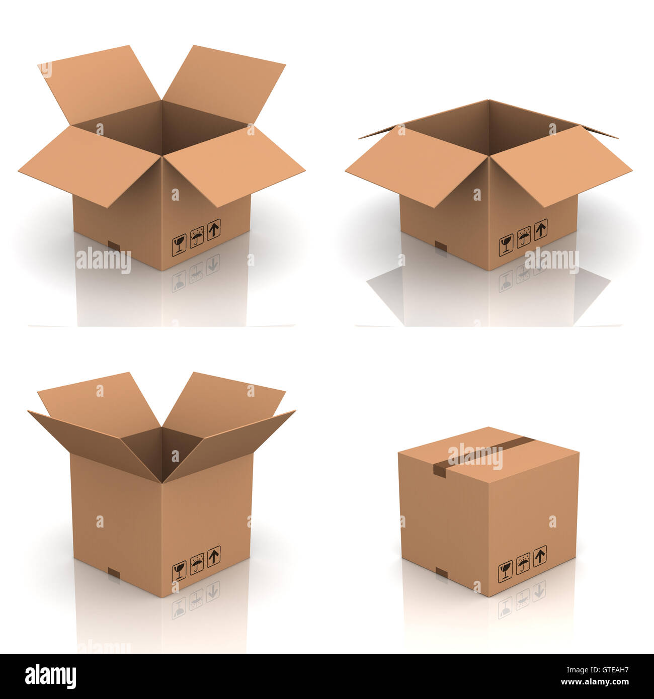 cardboard box set concept 3d illustration Stock Photo - Alamy