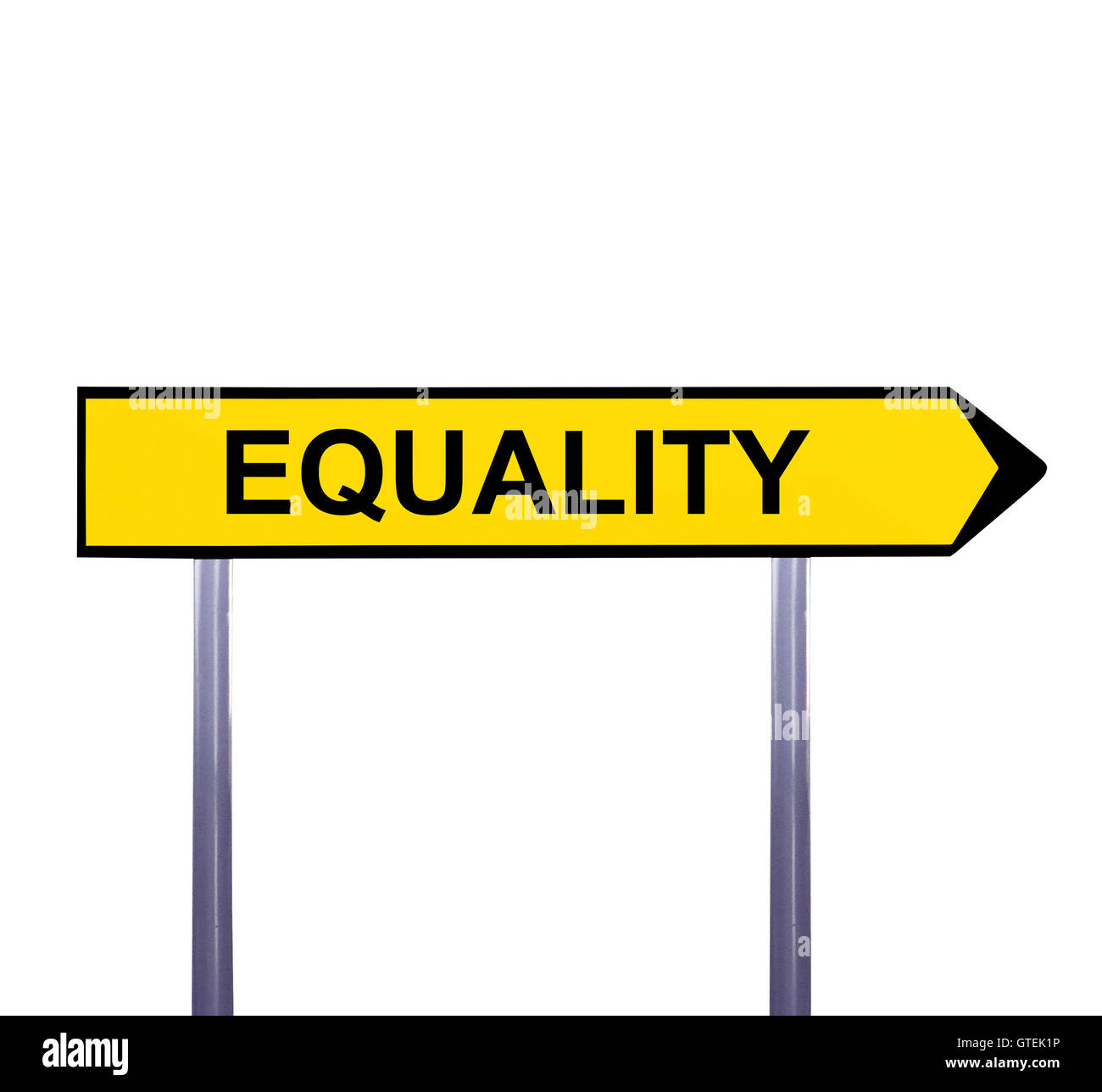 Conceptual arrow sign isolated on white - EQUALITY Stock Photo - Alamy