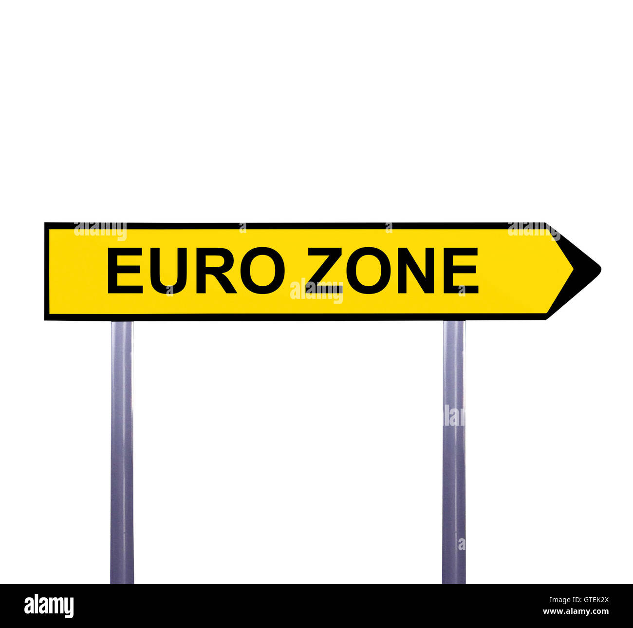 Conceptual arrow sign isolated on white - EURO ZONE Stock Photo - Alamy