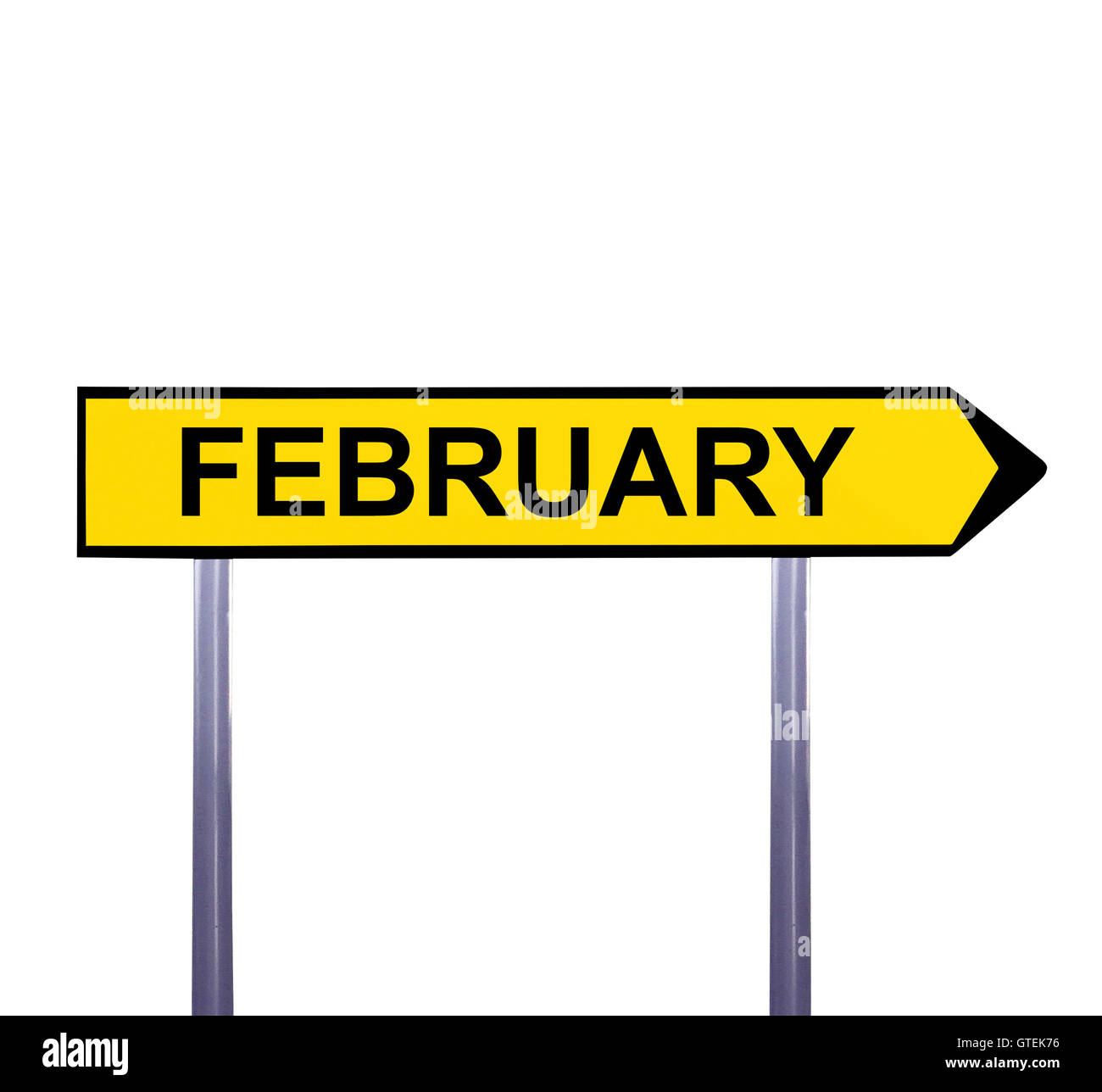 Conceptual arrow sign isolated on white - FEBRUARY Stock Photo - Alamy