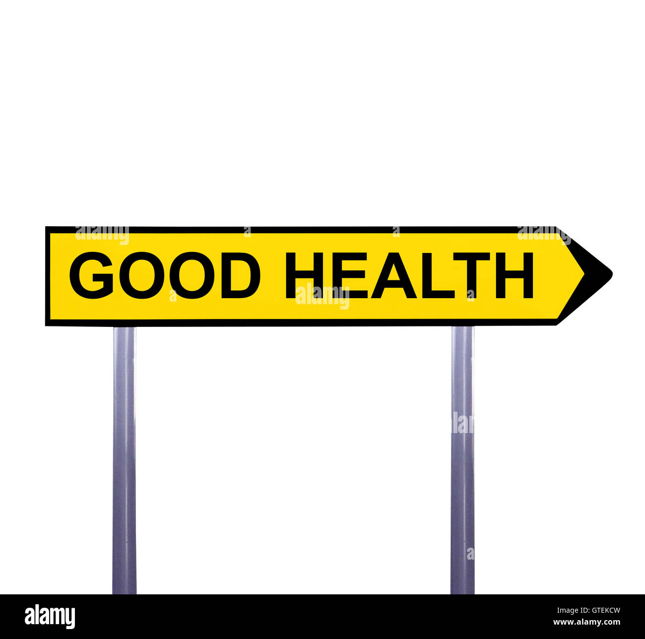Conceptual arrow sign isolated on white - GOOD HEALTH Stock Photo - Alamy
