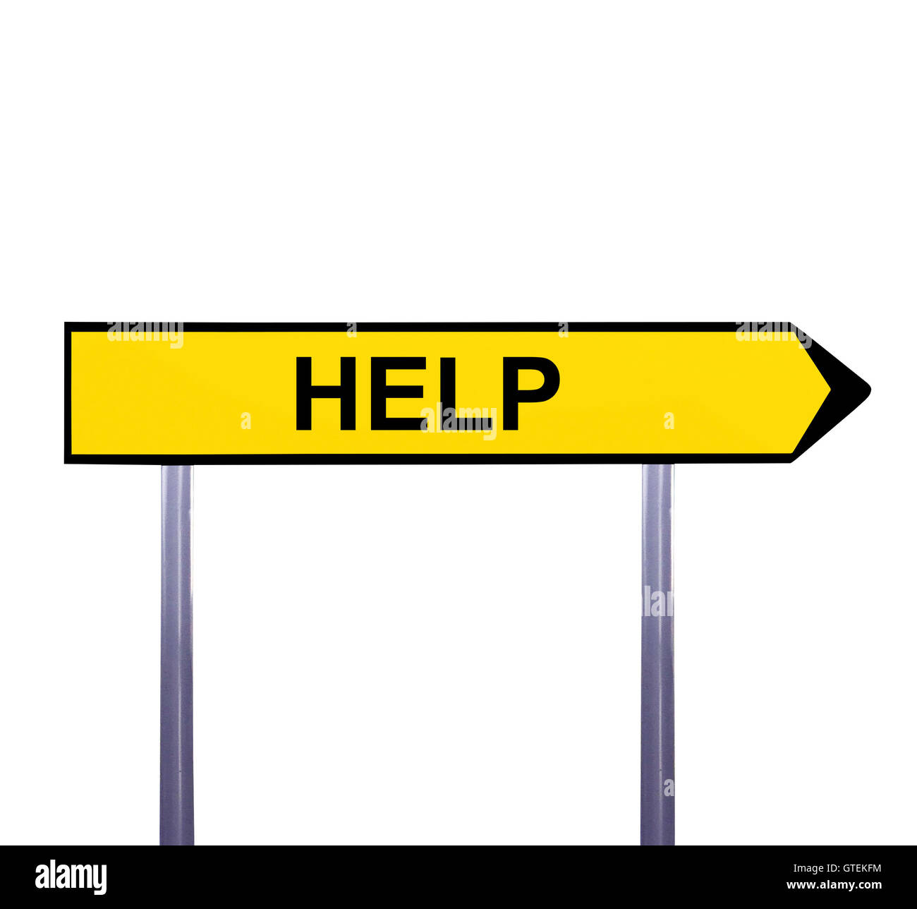 Conceptual arrow sign isolated on white - HELP Stock Photo - Alamy