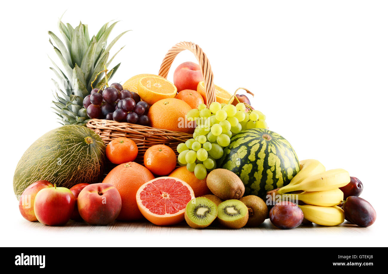 Composition with assorted fruits. Balanced diet Stock Photo - Alamy