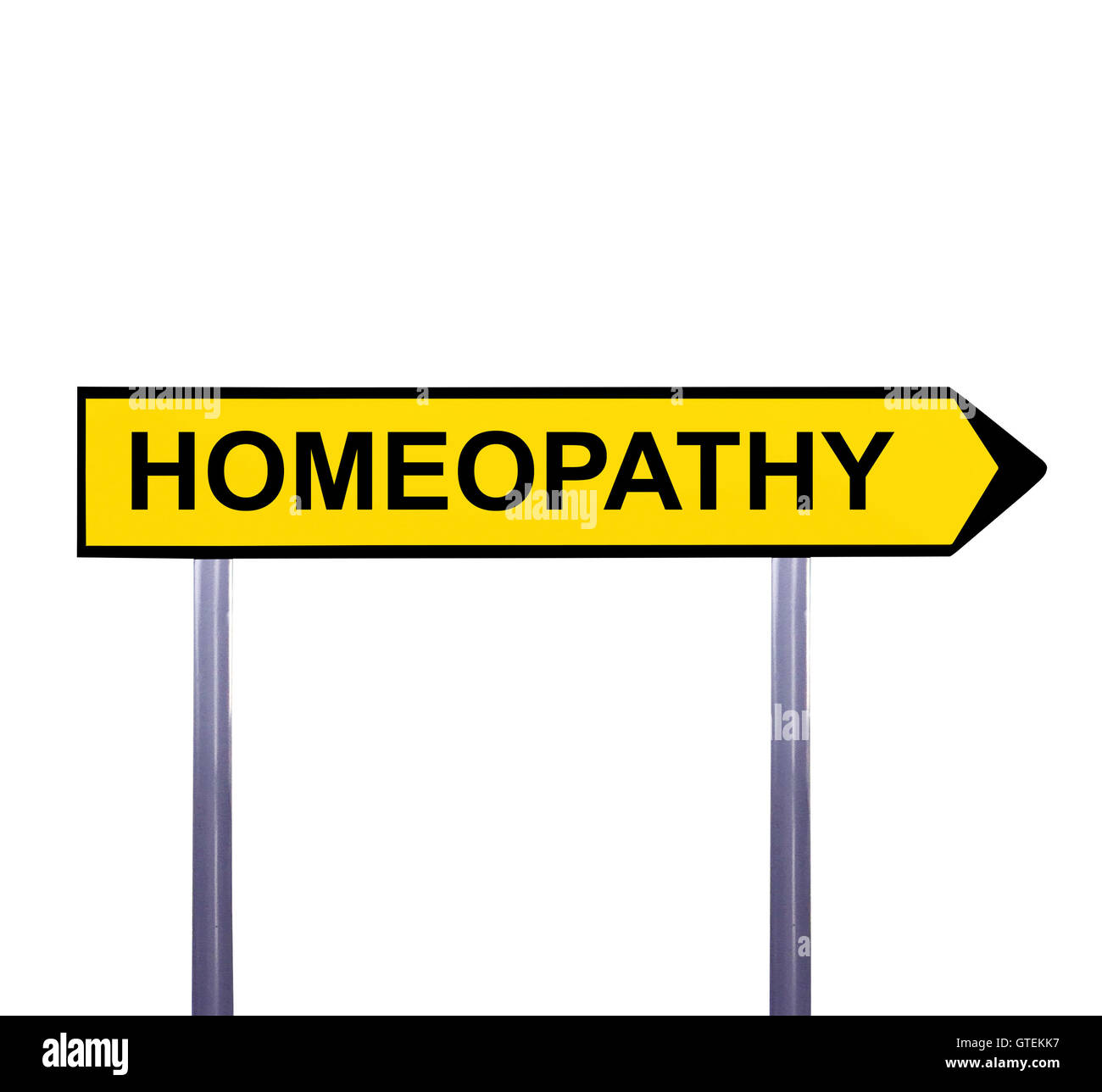 Conceptual arrow sign isolated on white - HOMEOPATHY Stock Photo - Alamy