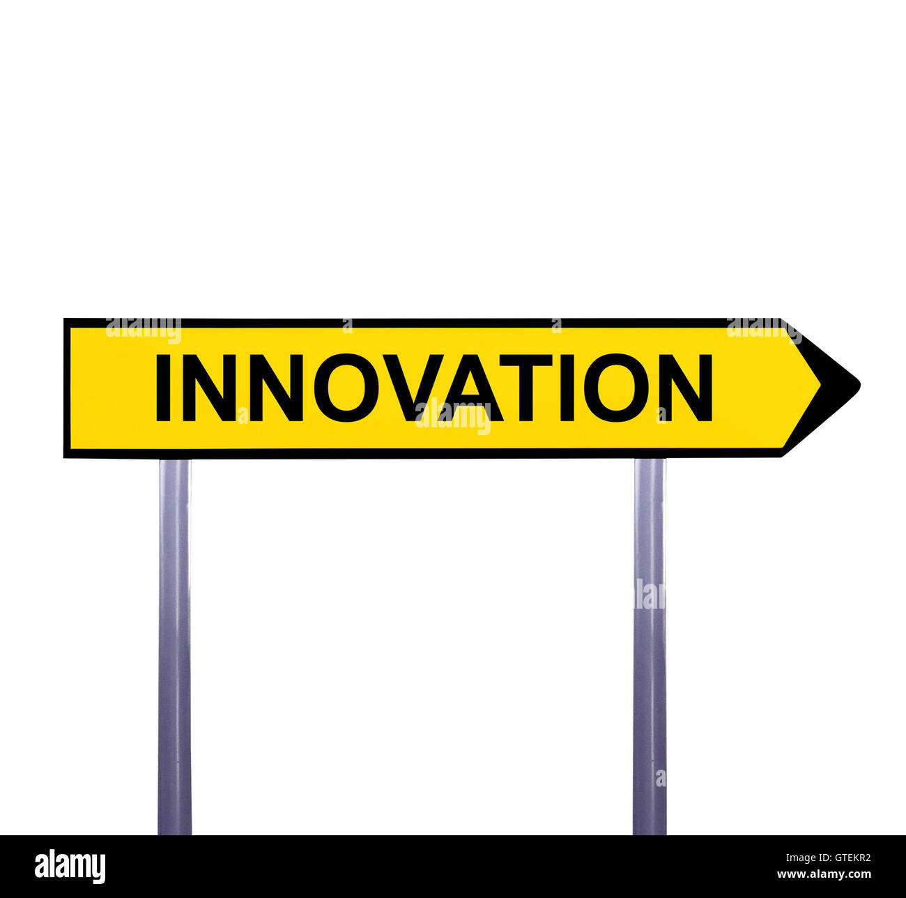 Conceptual arrow sign isolated on white - INNOVATION Stock Photo - Alamy