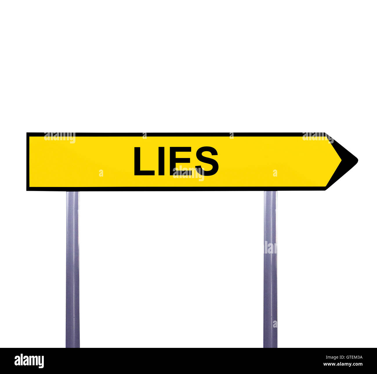 Conceptual arrow sign isolated on white - LIES Stock Photo - Alamy