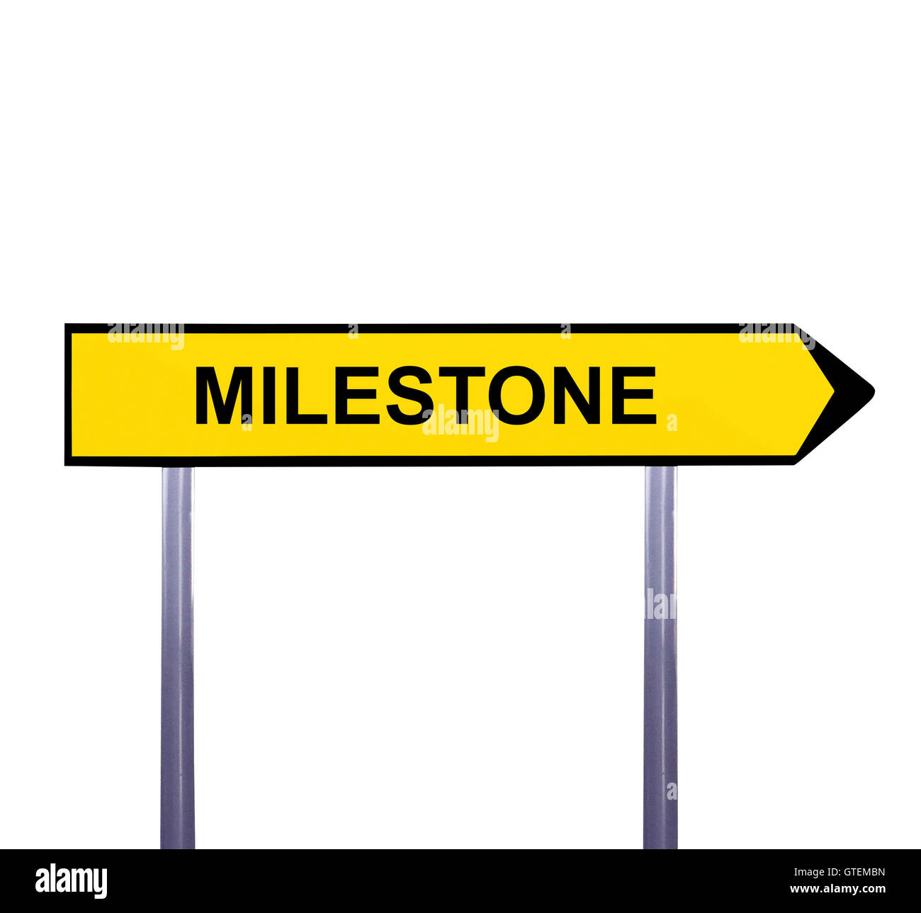 Conceptual arrow sign isolated on white - MILESTONE Stock Photo - Alamy