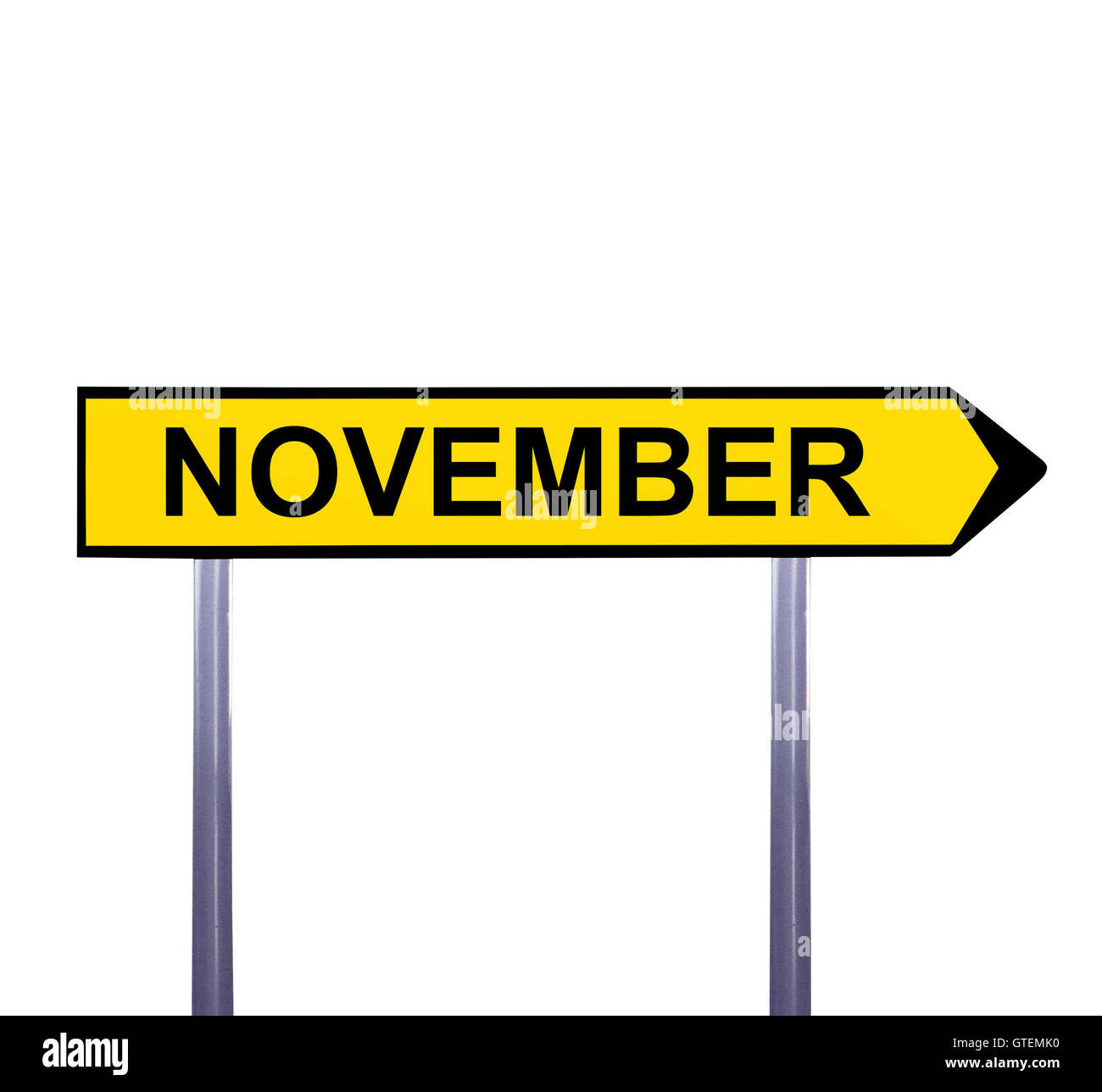Conceptual arrow sign isolated on white - NOVEMBER Stock Photo - Alamy