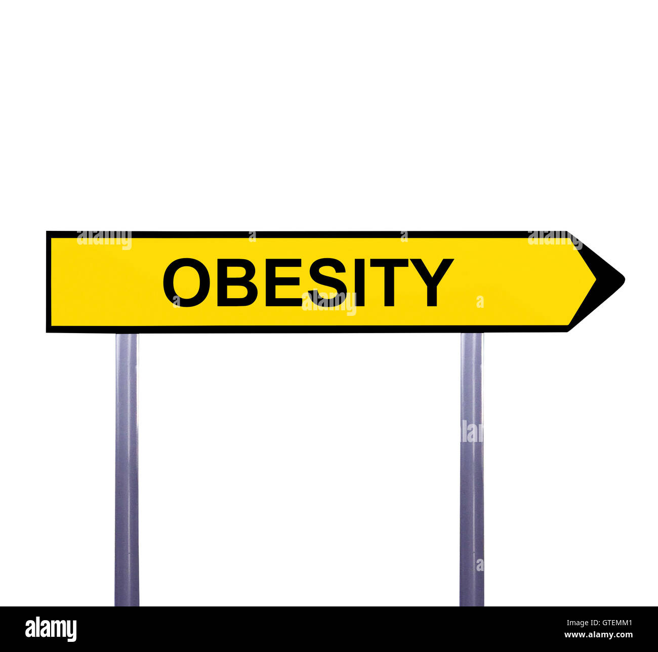 Conceptual arrow sign isolated on white - OBESITY Stock Photo - Alamy
