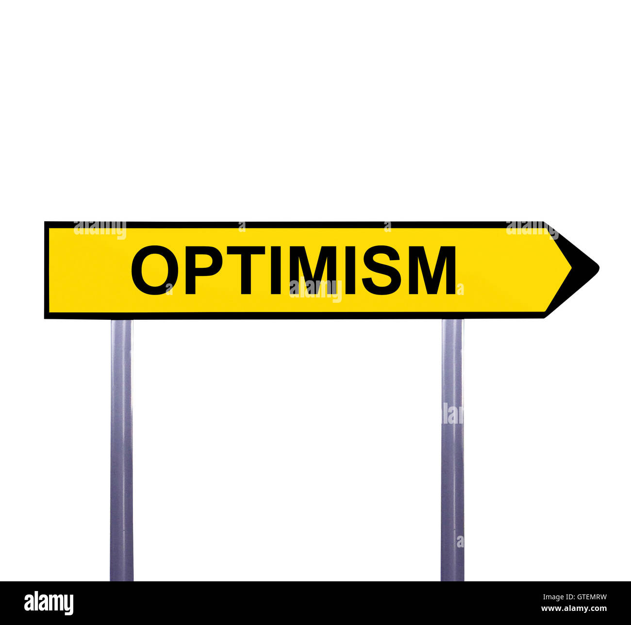 Conceptual arrow sign isolated on white - OPTIMISM Stock Photo - Alamy