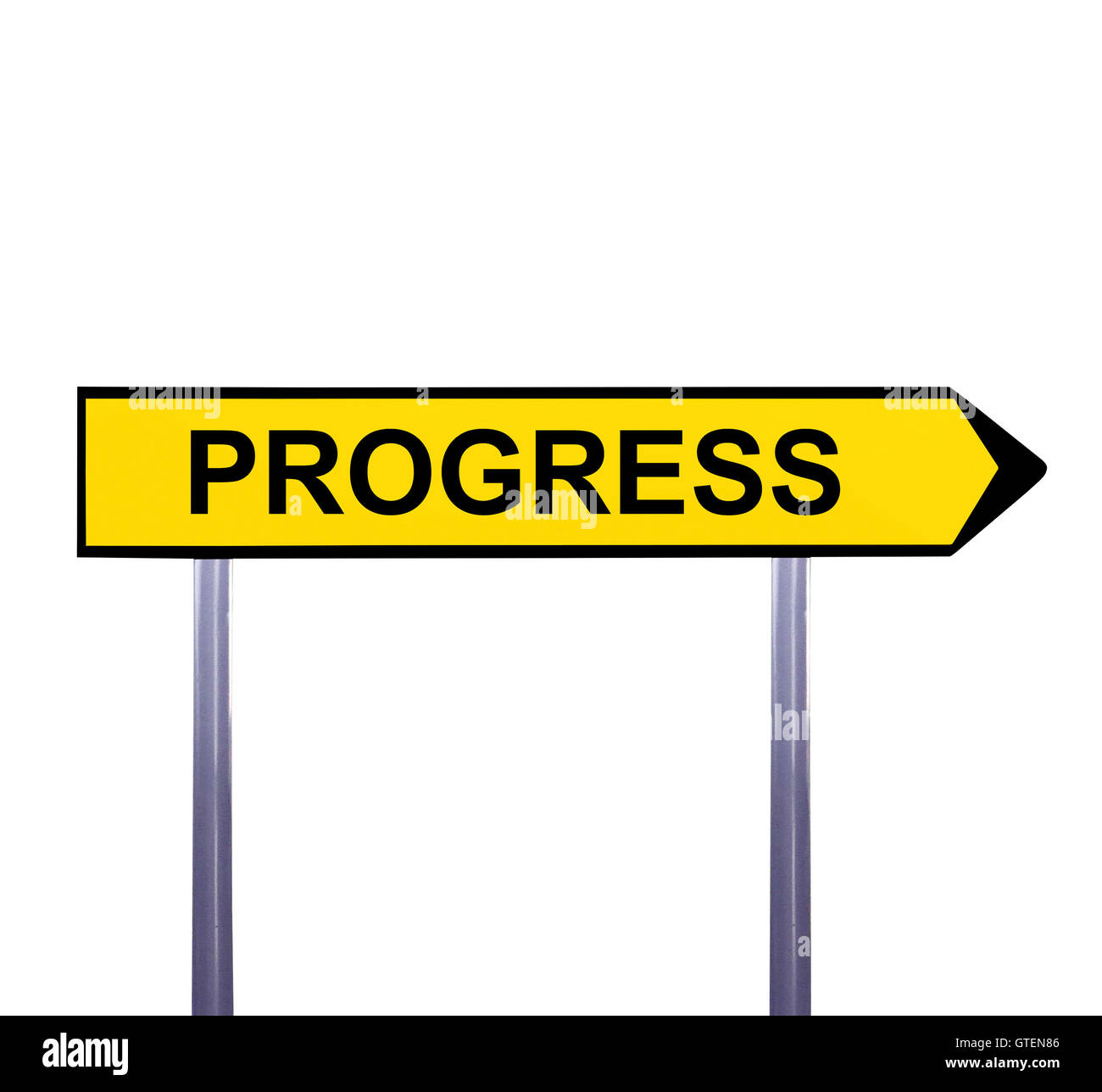 Conceptual arrow sign isolated on white - PROGRESS Stock Photo - Alamy