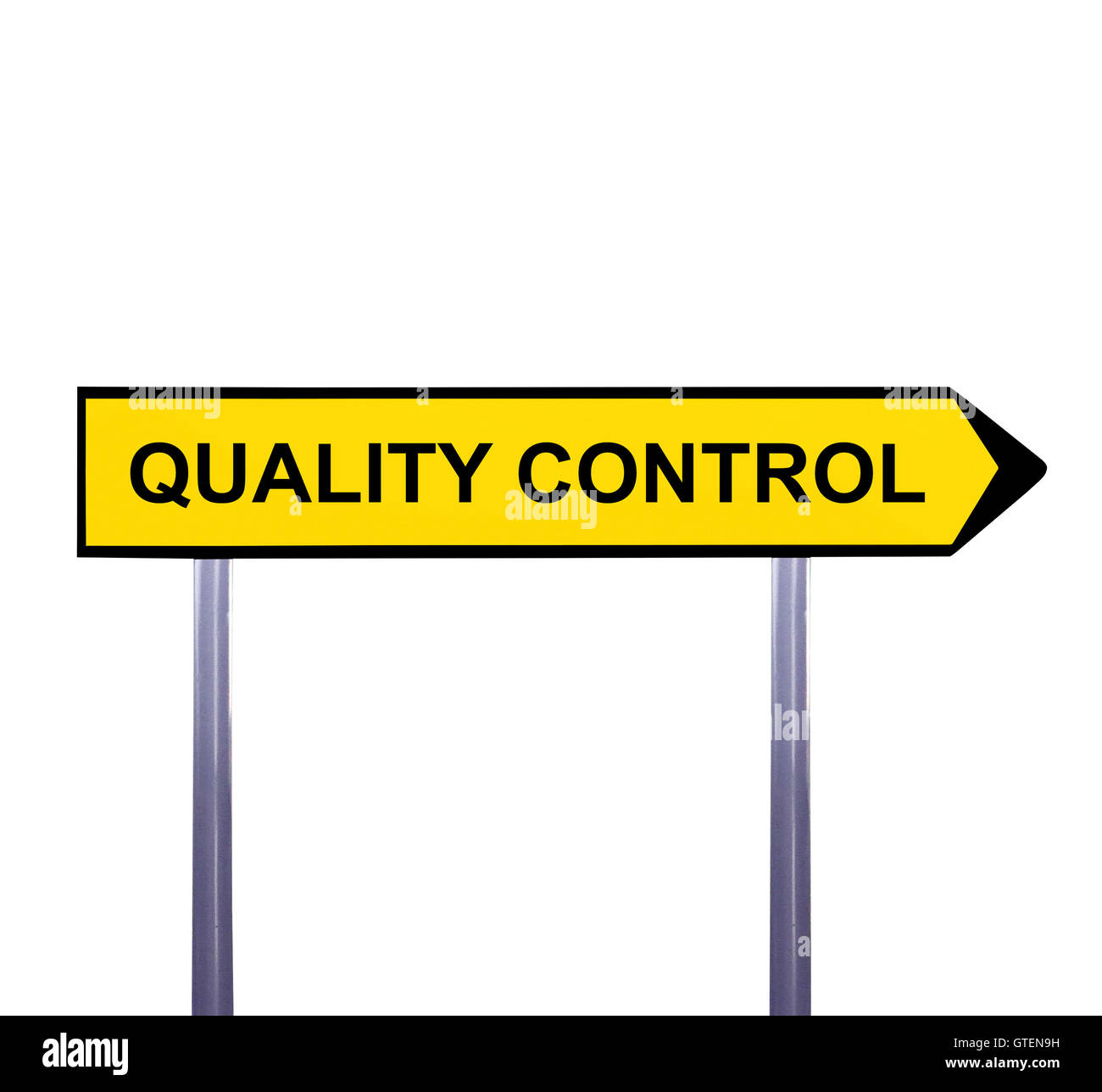Conceptual arrow sign isolated on white - QUALITY CONTROL Stock Photo ...