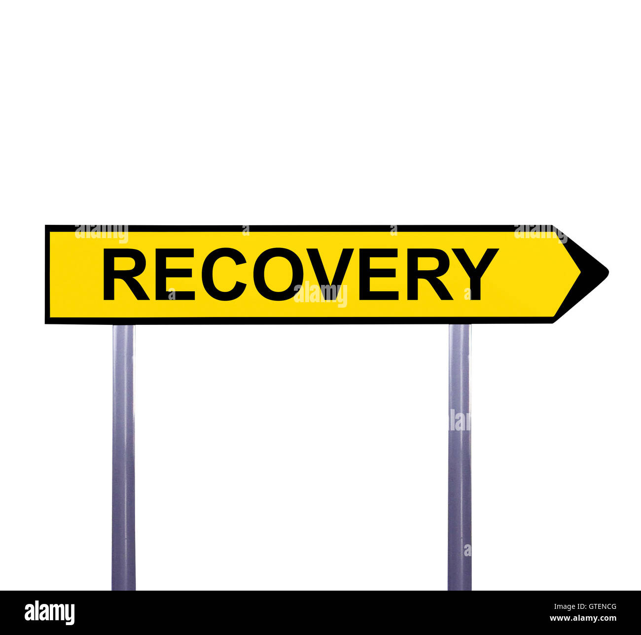 Conceptual arrow sign isolated on white - RECOVERY Stock Photo - Alamy