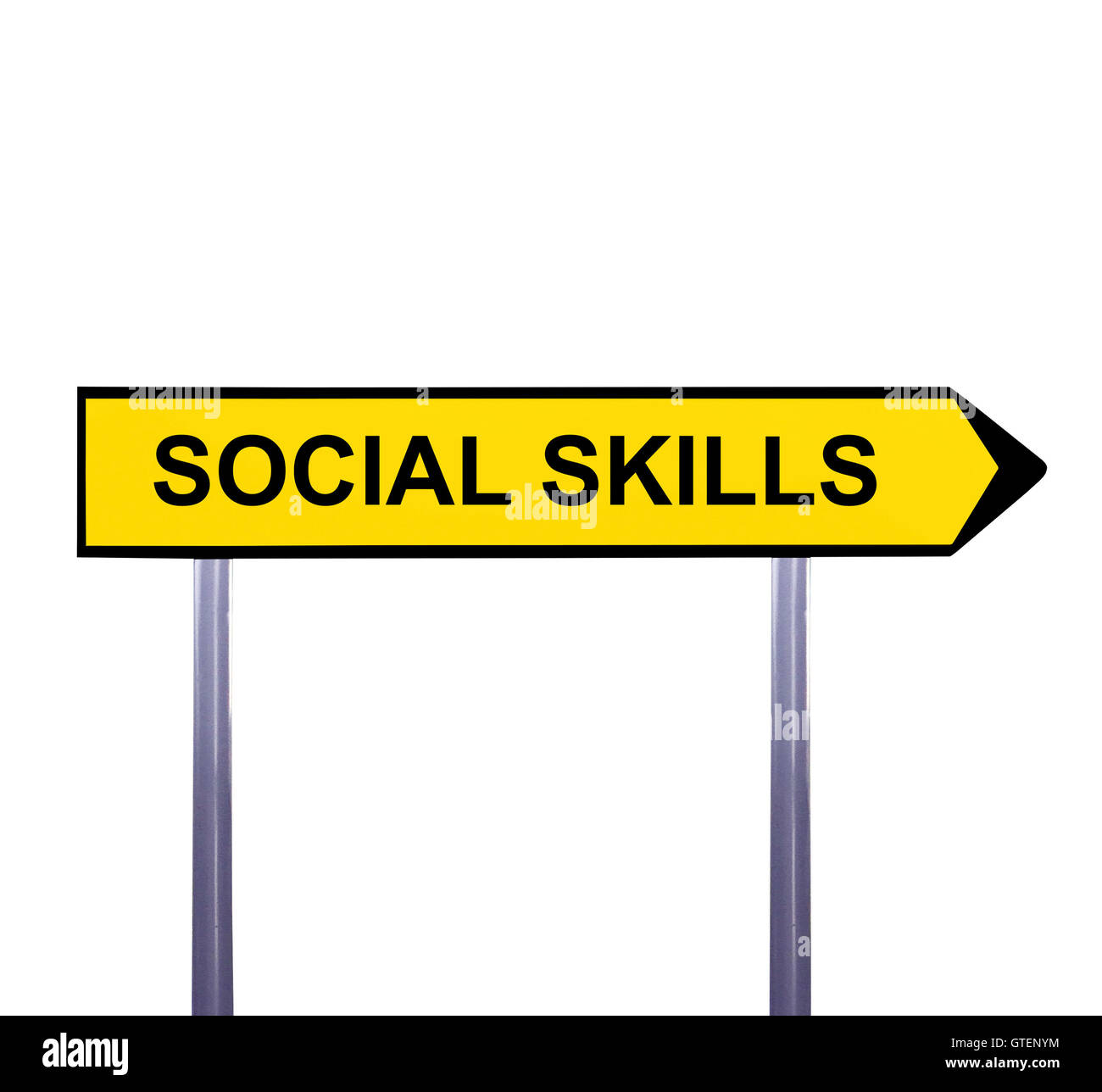 Conceptual arrow sign isolated on white - SOCIAL SKILLS Stock Photo - Alamy