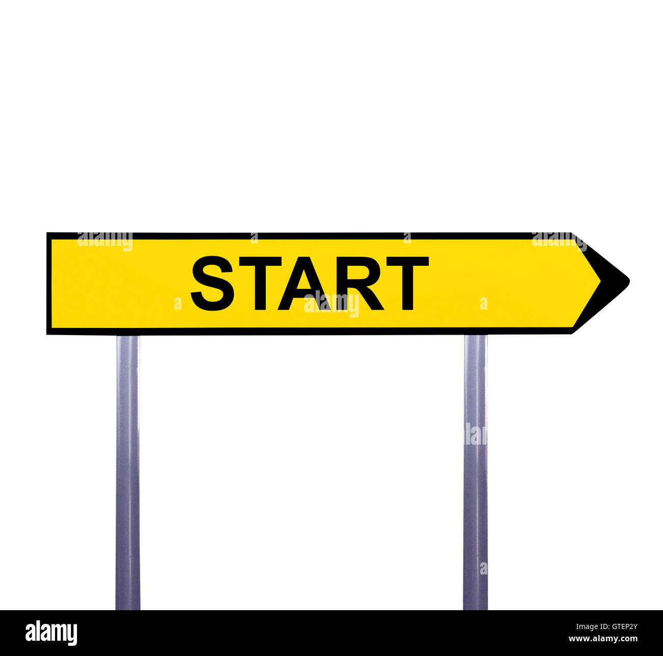 Conceptual arrow sign isolated on white - START Stock Photo - Alamy