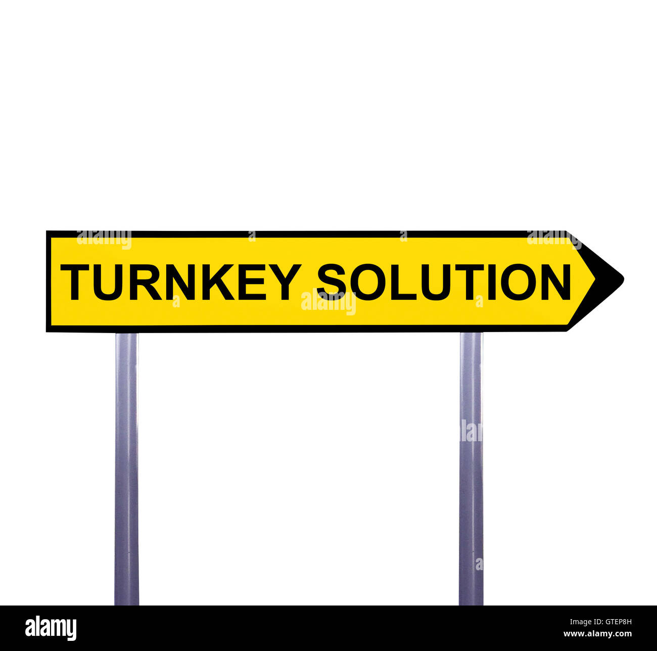 Conceptual arrow sign isolated on white - TURNKEY SOLUTION Stock Photo ...