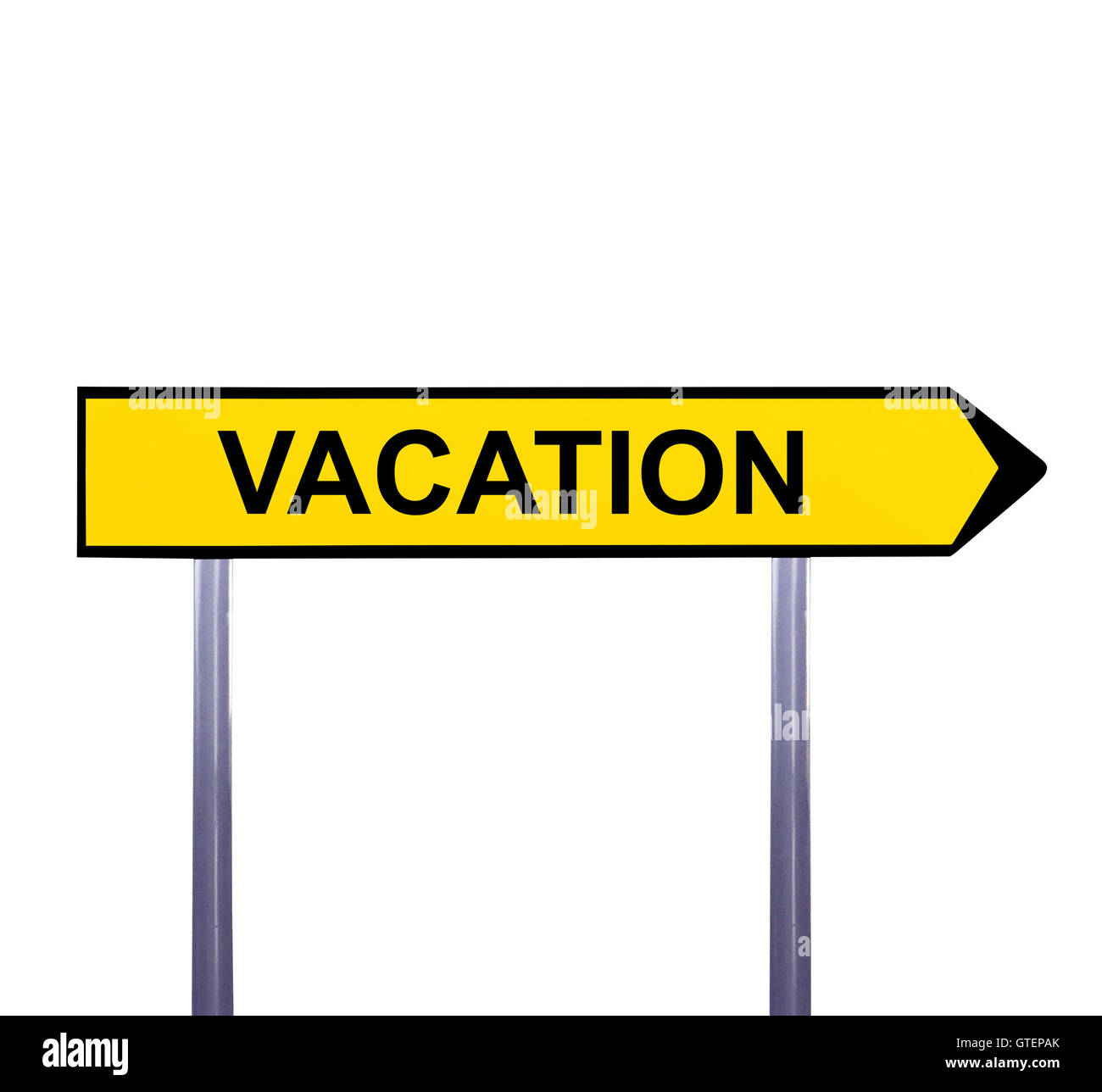 Conceptual arrow sign isolated on white - VACATION Stock Photo - Alamy