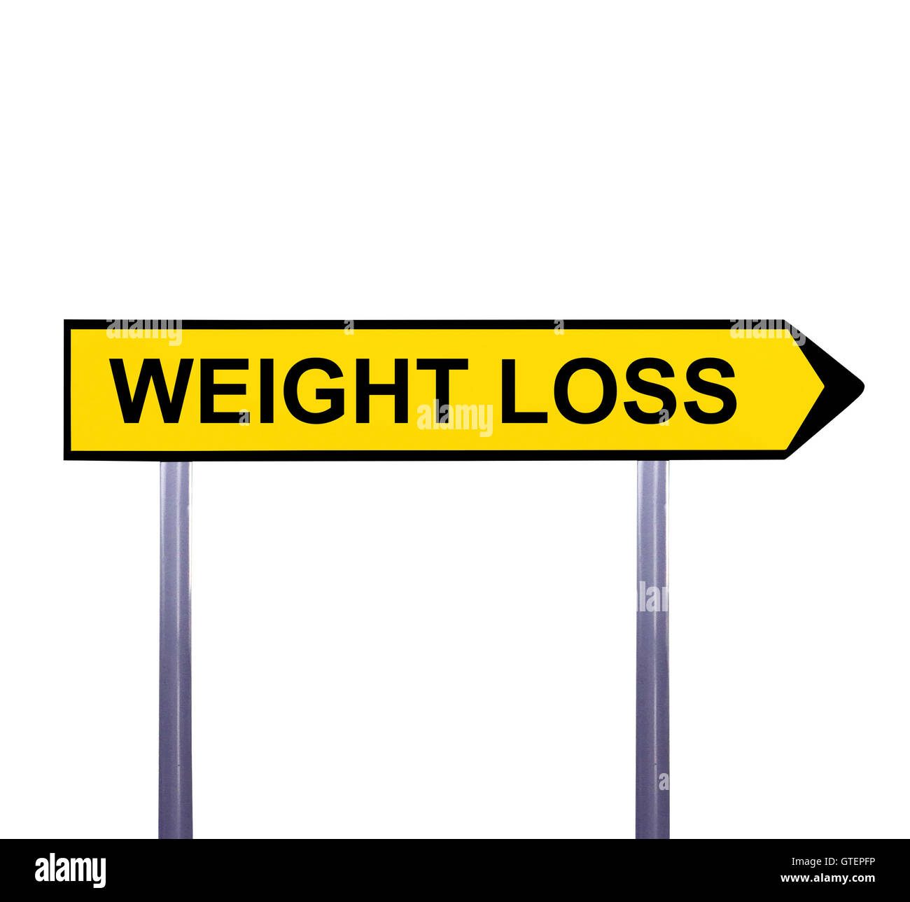 Conceptual arrow sign isolated on white - WEIGHT LOSS Stock Photo - Alamy