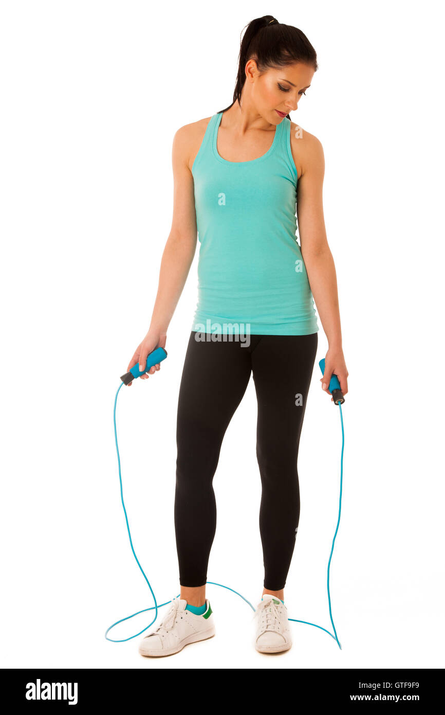 Woman skipping jump rope Cut Out Stock Images & Pictures - Alamy