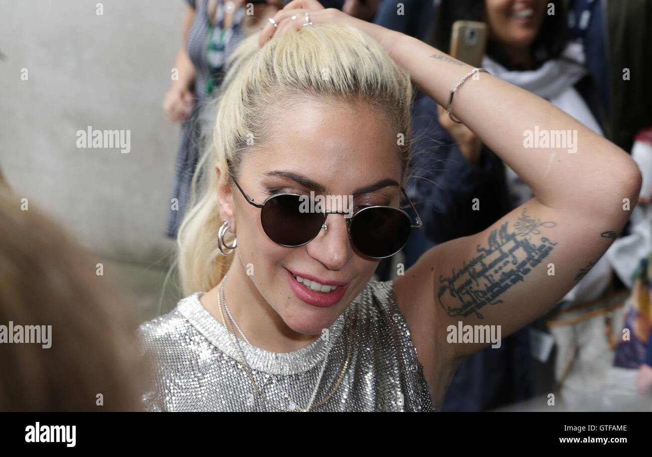 Lady Gaga meets fans as she leaves BBC Broadcasting House in London ...