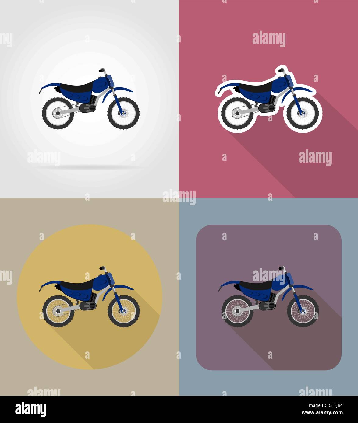 motorcycle flat icons vector illustration isolated on background Stock ...