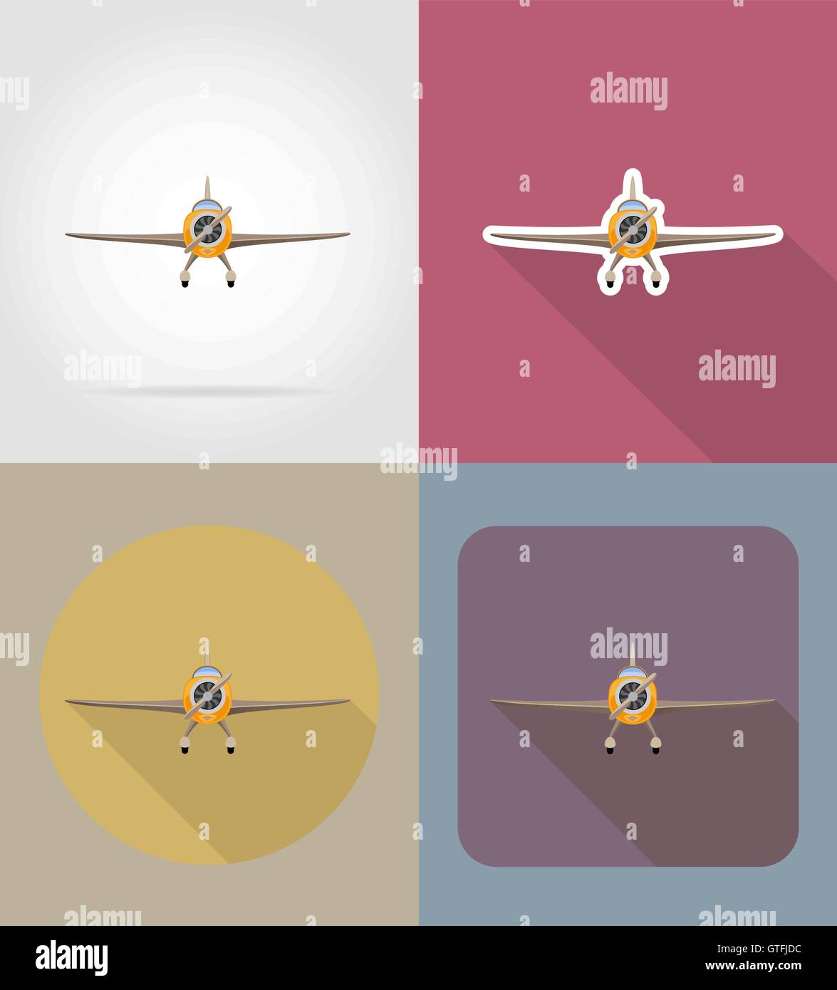 airplane flat icons vector illustration isolated on background Stock ...