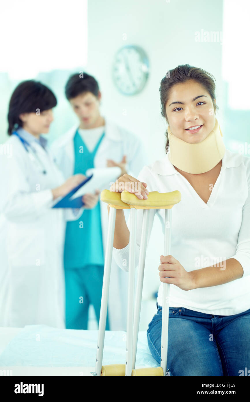 Smiling patient neck brace hi-res stock photography and images - Alamy