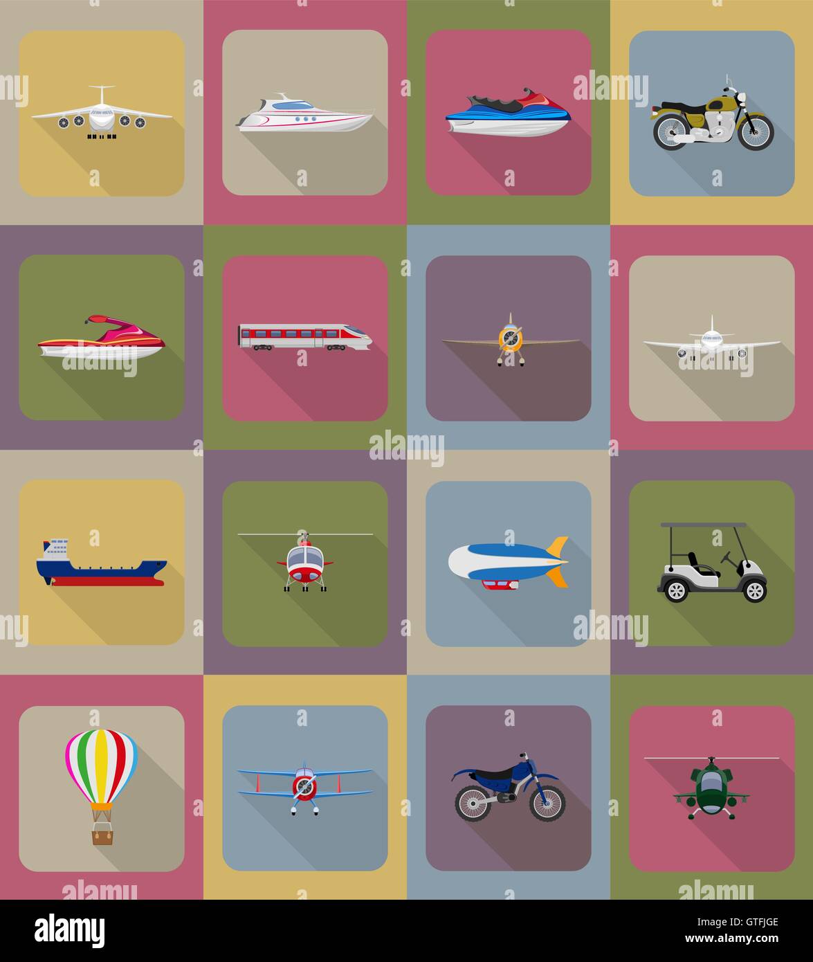 transport flat icons vector illustration isolated on background Stock ...