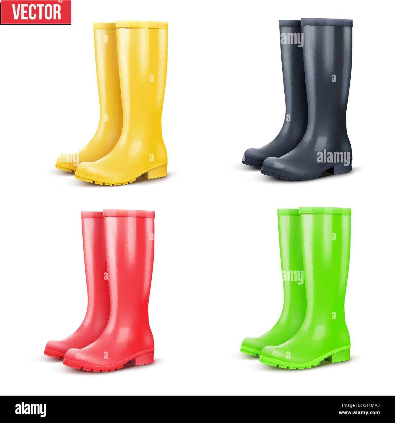 Set of rain boots Stock Vector Image & Art - Alamy
