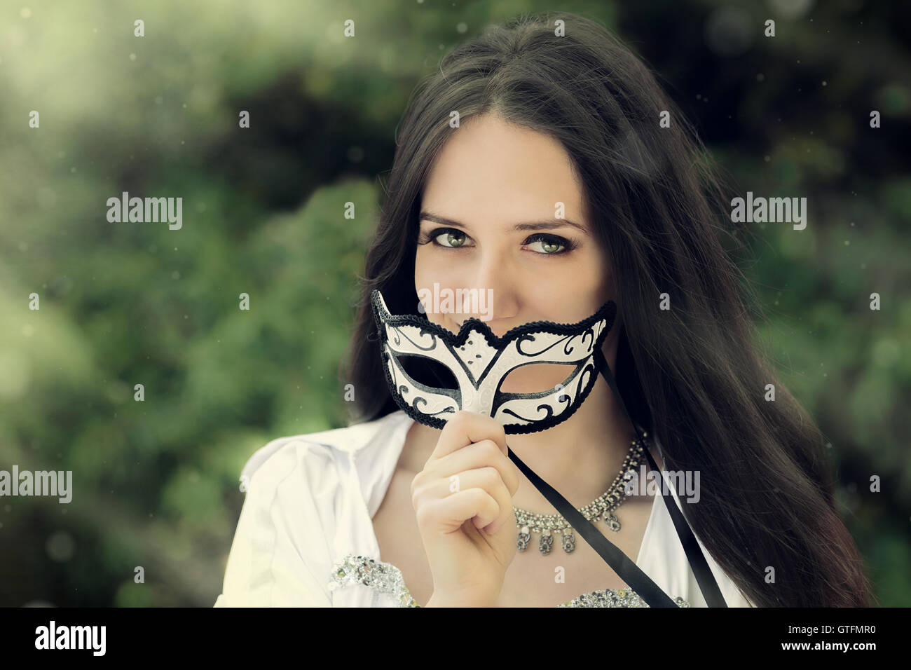 Girl with Carnival Mask Stock Photo - Alamy