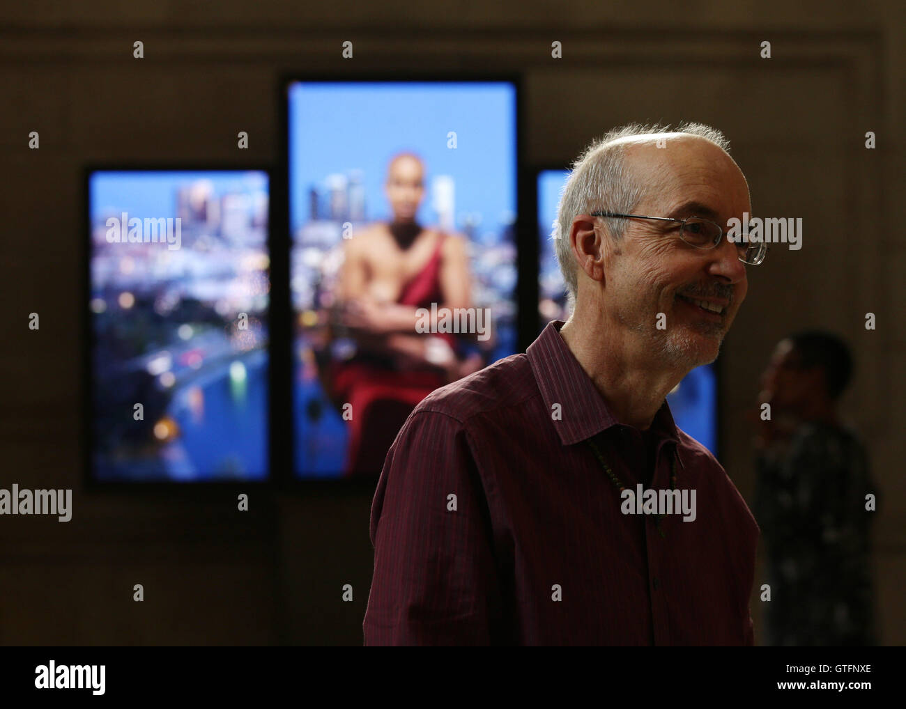 Artist Bill Viola at the unveiling of his video installation titled ...