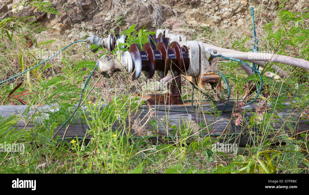 Old electric pole fallen Stock Photo - Alamy