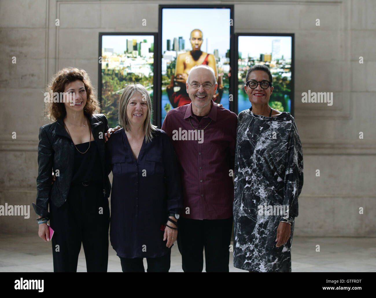 Artist Bill Viola (second right) and executive producer and assistant ...