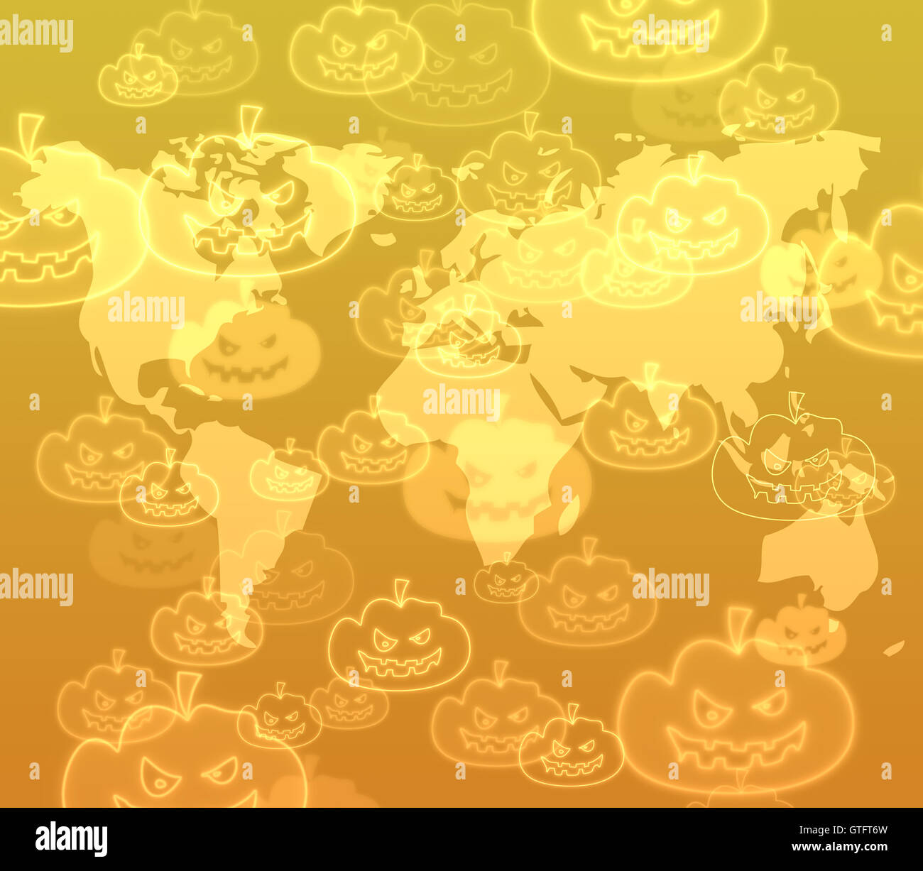 Pumpkin button on world map background Stock Photo - Alamy